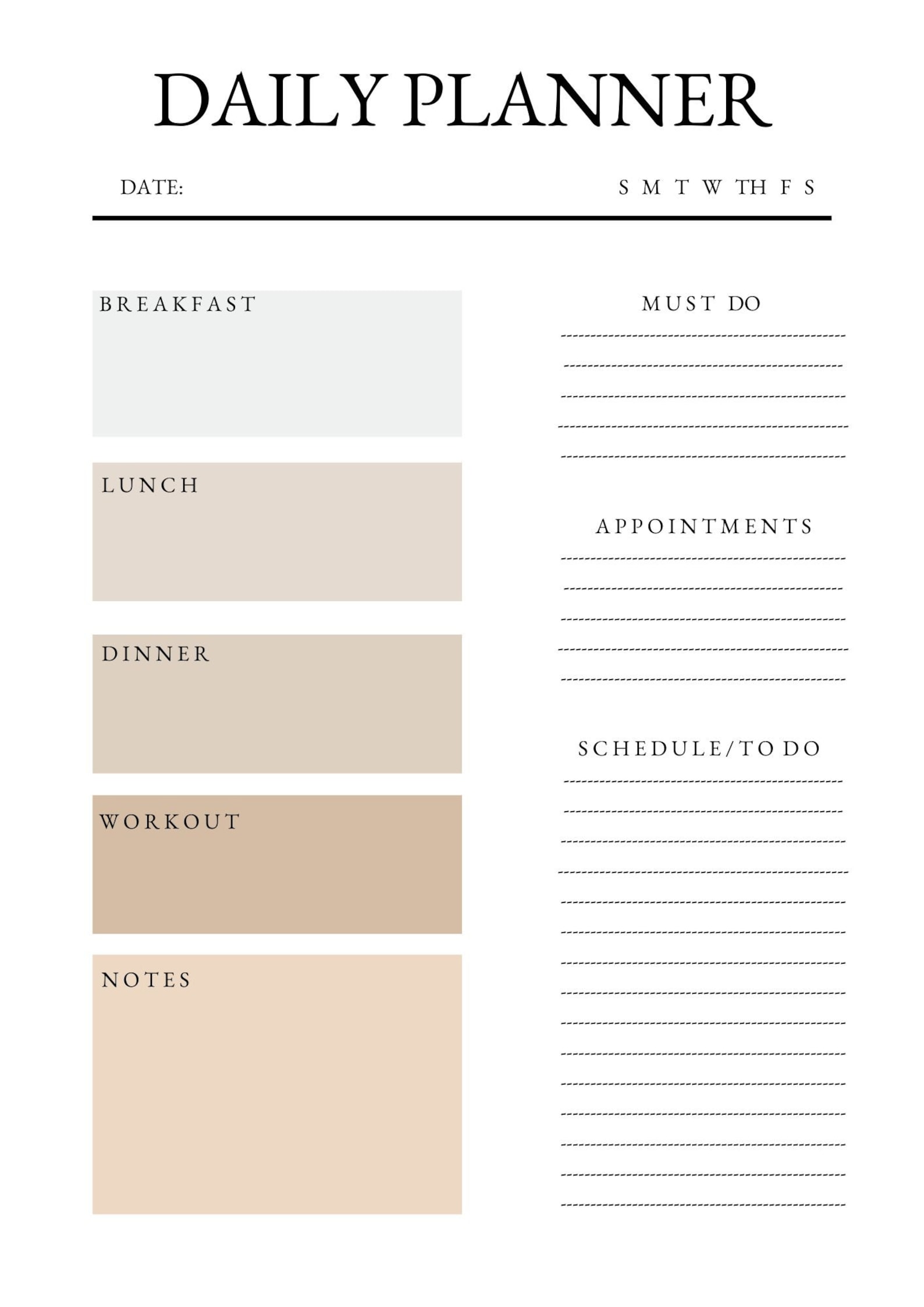 Printable Daily Planner, Printable Daily Planner Sheet, PDF Printable ...