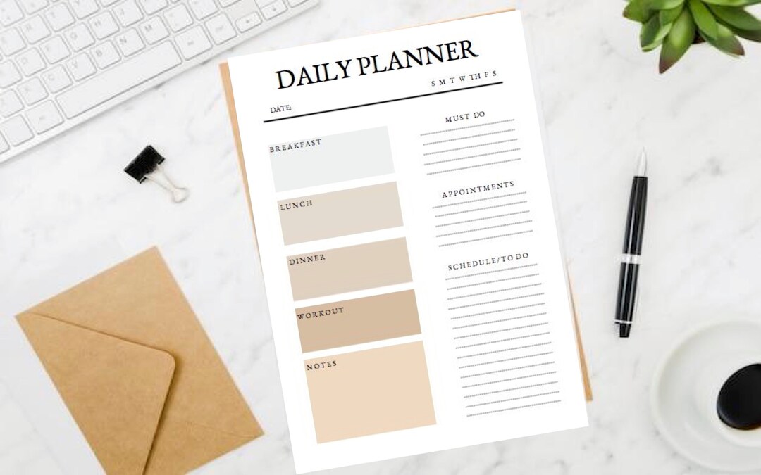 Printable Daily Planner, Printable Daily Planner Sheet, PDF Printable ...