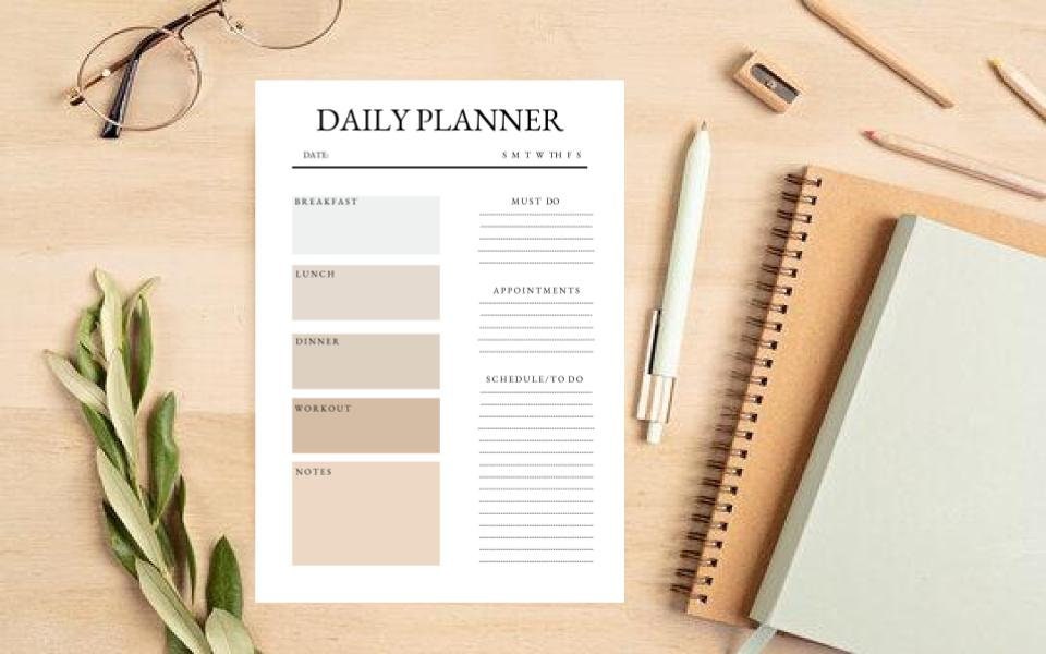 Printable Daily Planner, Printable Daily Planner Sheet, PDF Printable ...