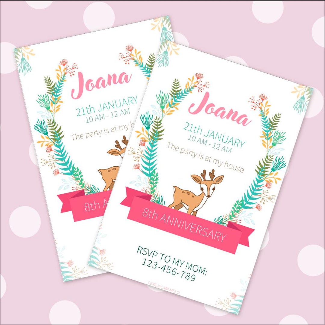 DEER FOREST Party Invitation Instant Download Editable Text - Etsy