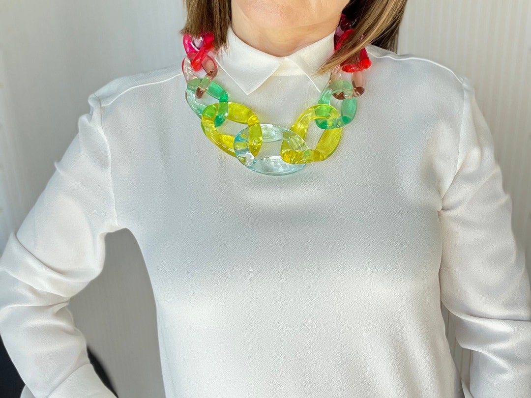 Oversize Link Chain Necklace, Chunky Colourful Necklace, - Etsy