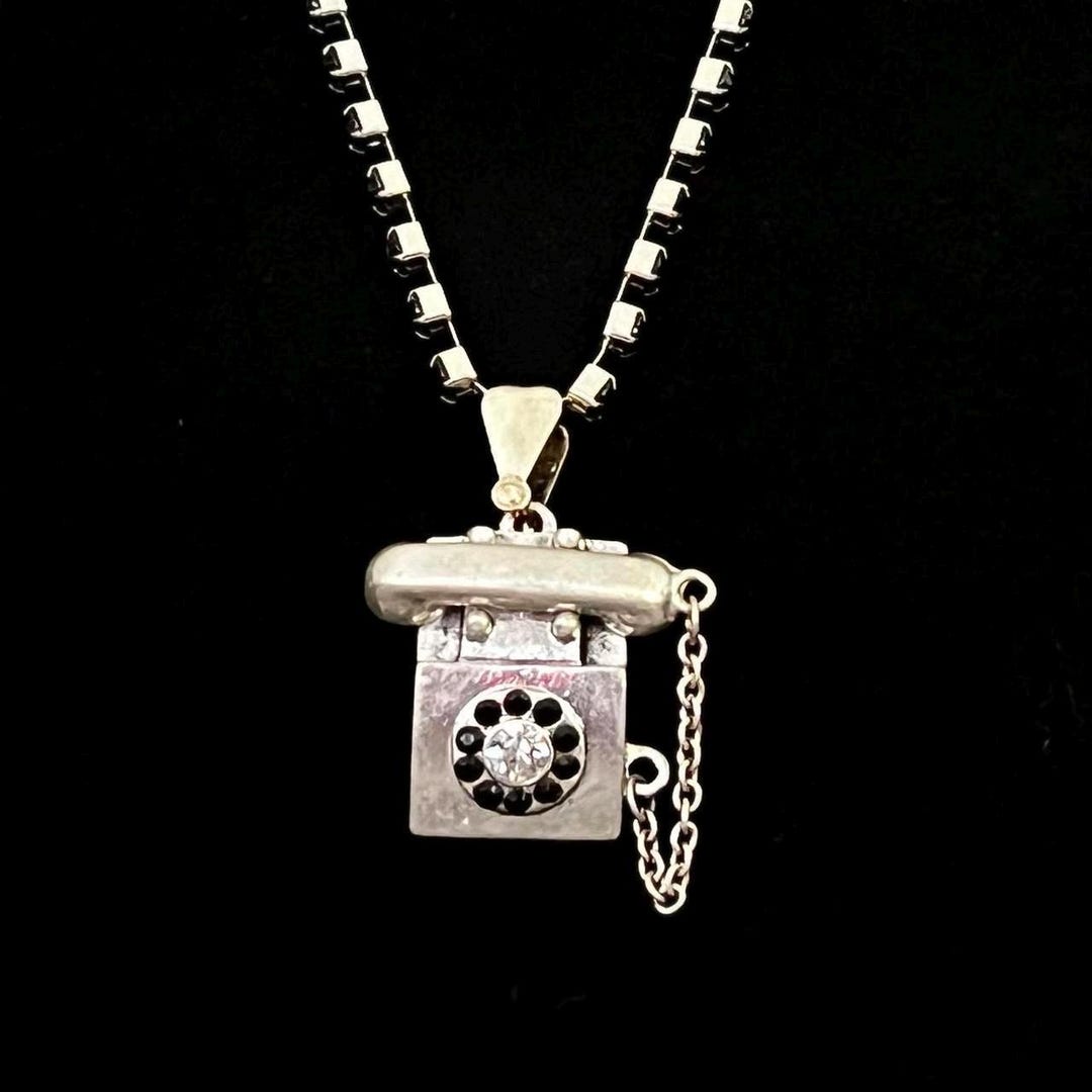 Vintage Old School Telephone Necklace - Etsy