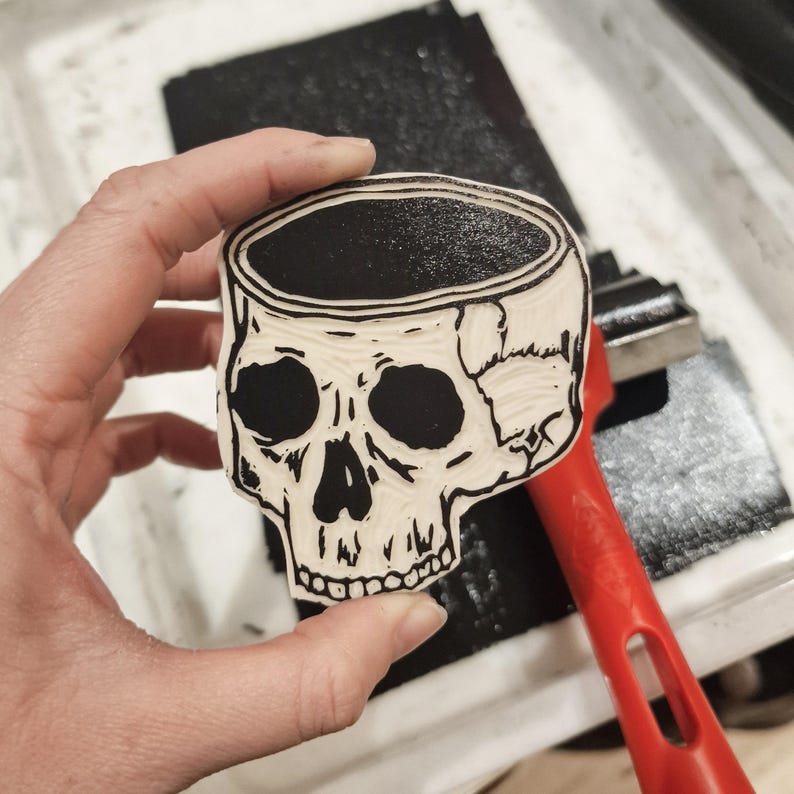 Mindless Skull Original Lino Print - Etsy