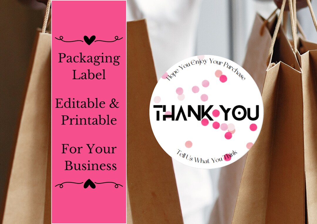 Thank You Sticker Template for Your Business Package Shipments - Etsy