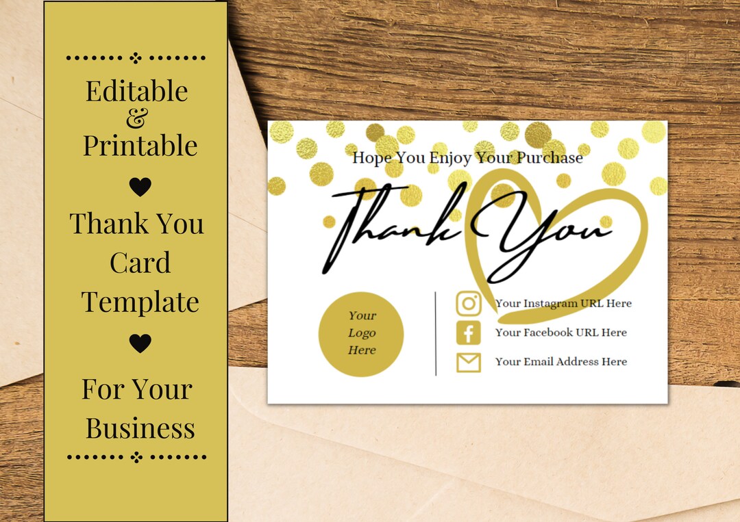Thank You Card Template for Your Business Package Shipments - Etsy