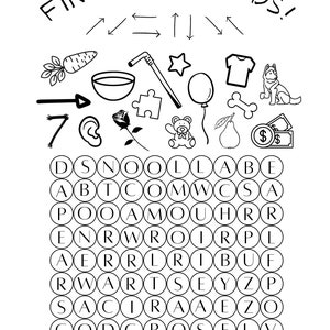 5 Cute Printable Word Search Game Pages Worksheets for Toddlers Kids ...