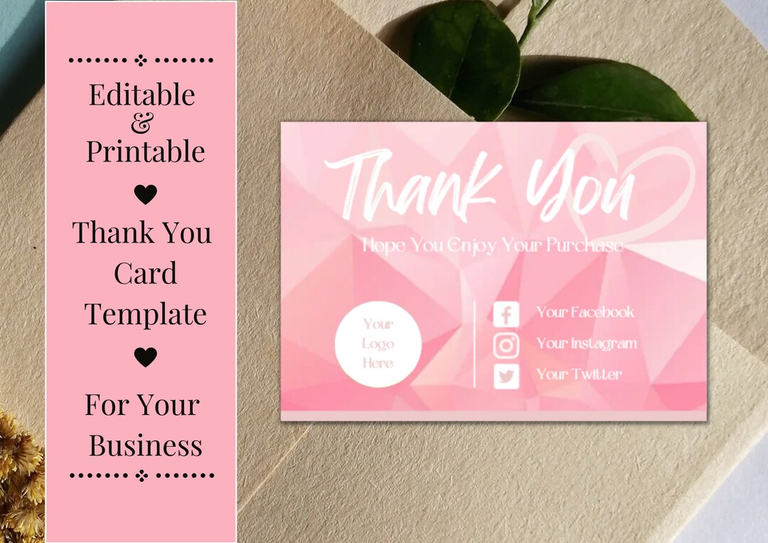 Thank You Card Template for Your Business Package Shipments - Etsy
