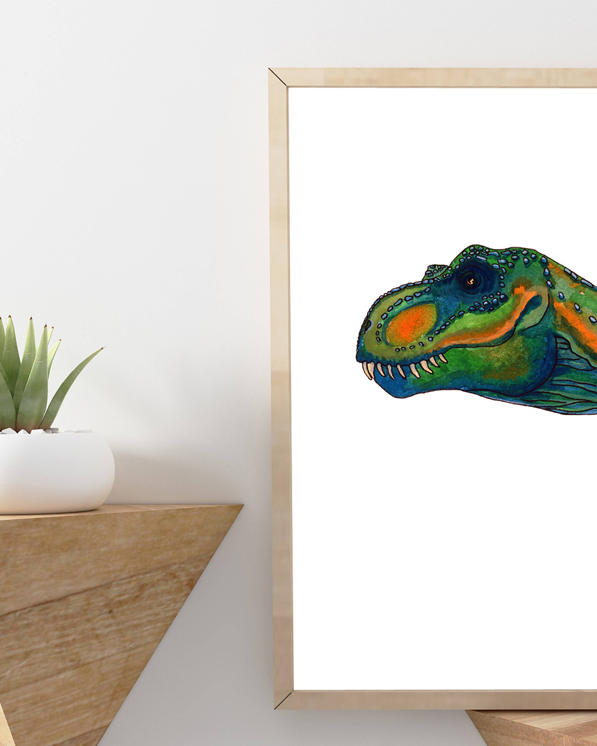 T-rex Dinosaur Watercolor Art Print - Etsy