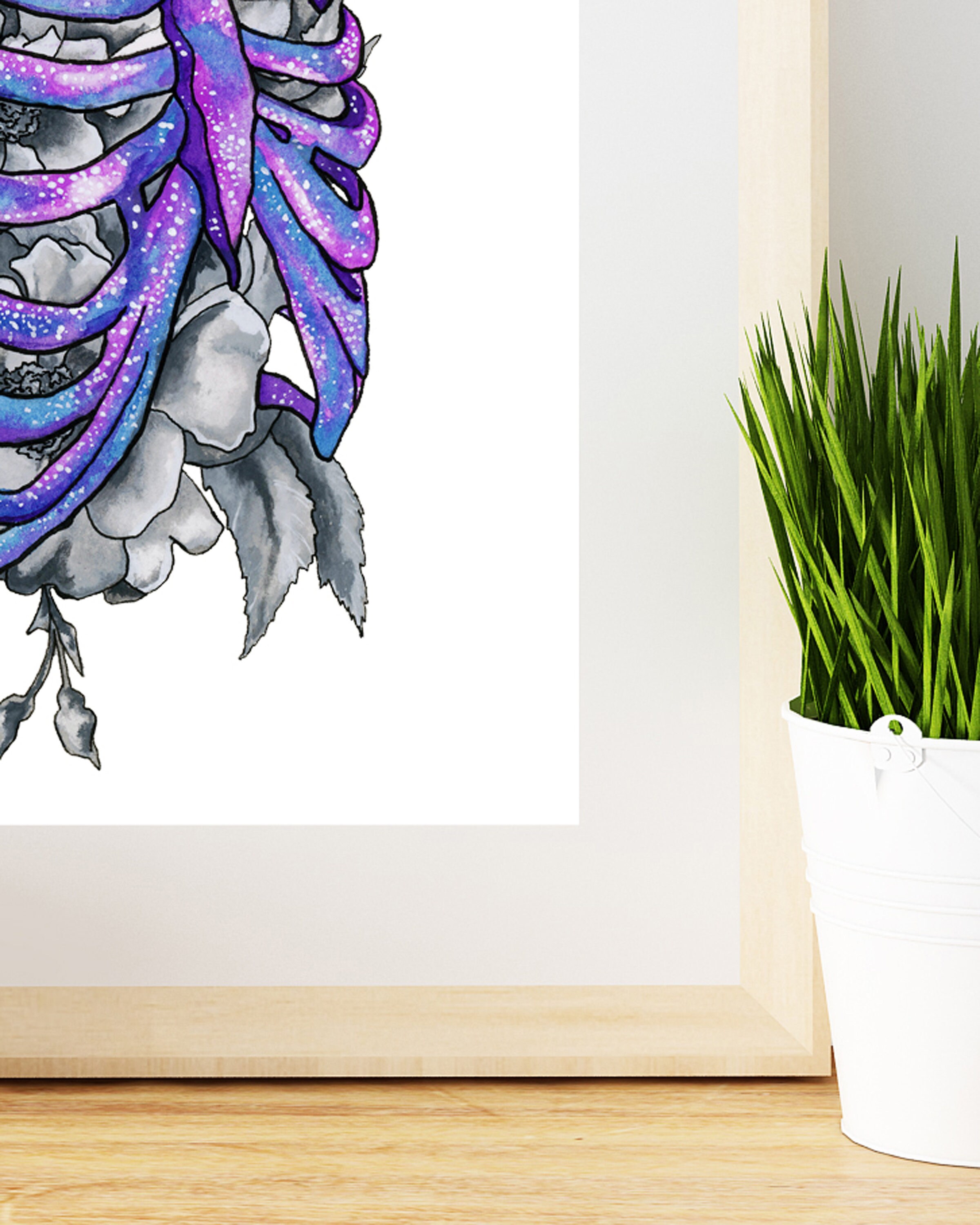 Rib Cage & Flowers Art Print - Etsy