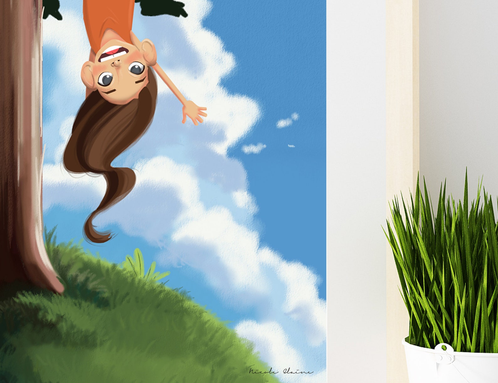 Children's Art Print, Kids Room Decor, Child Playing Illustration - Etsy