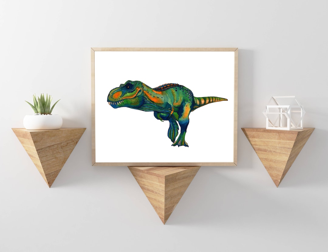 T-rex Dinosaur Watercolor Art Print - Etsy