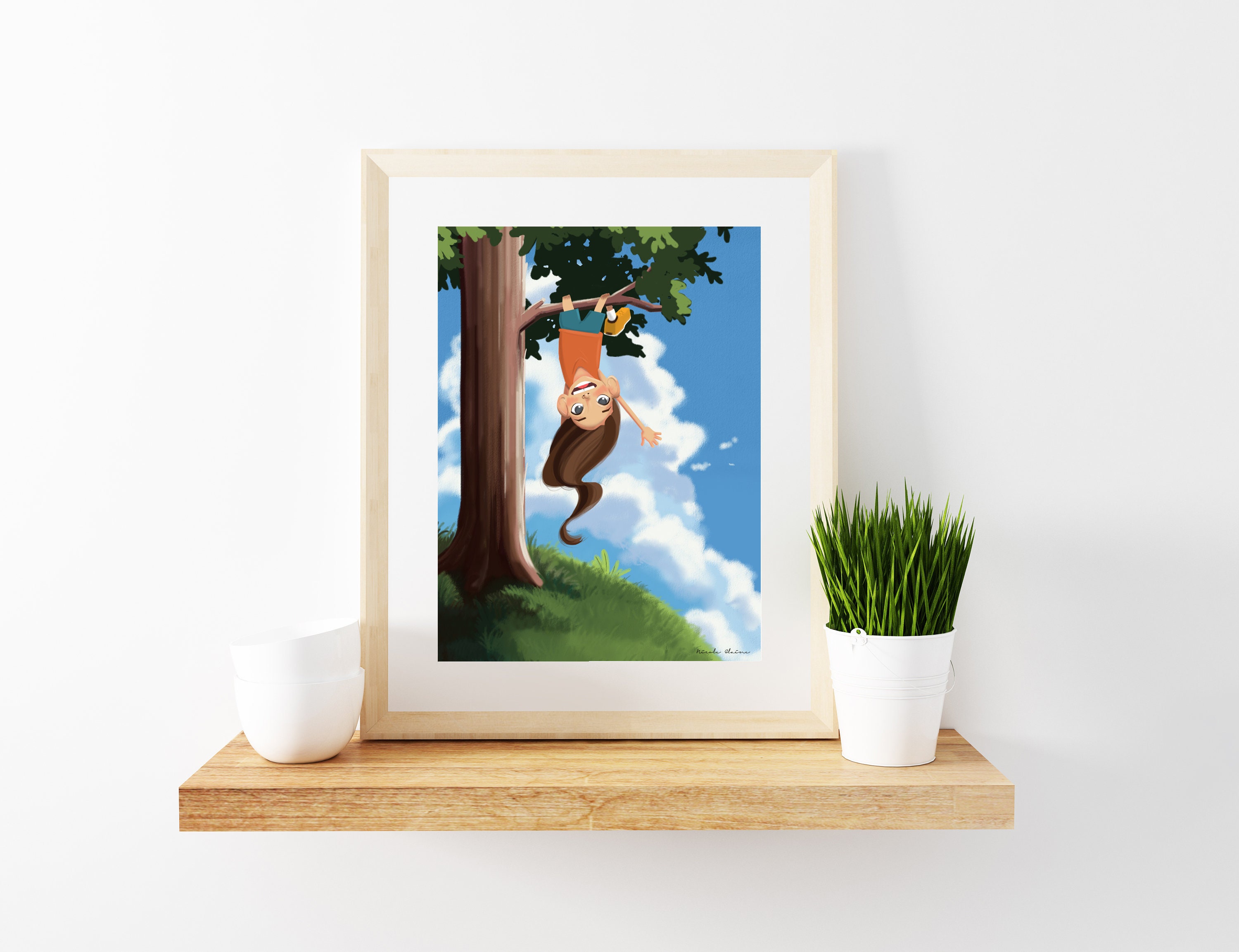 Children's Art Print, Kids Room Decor, Child Playing Illustration - Etsy