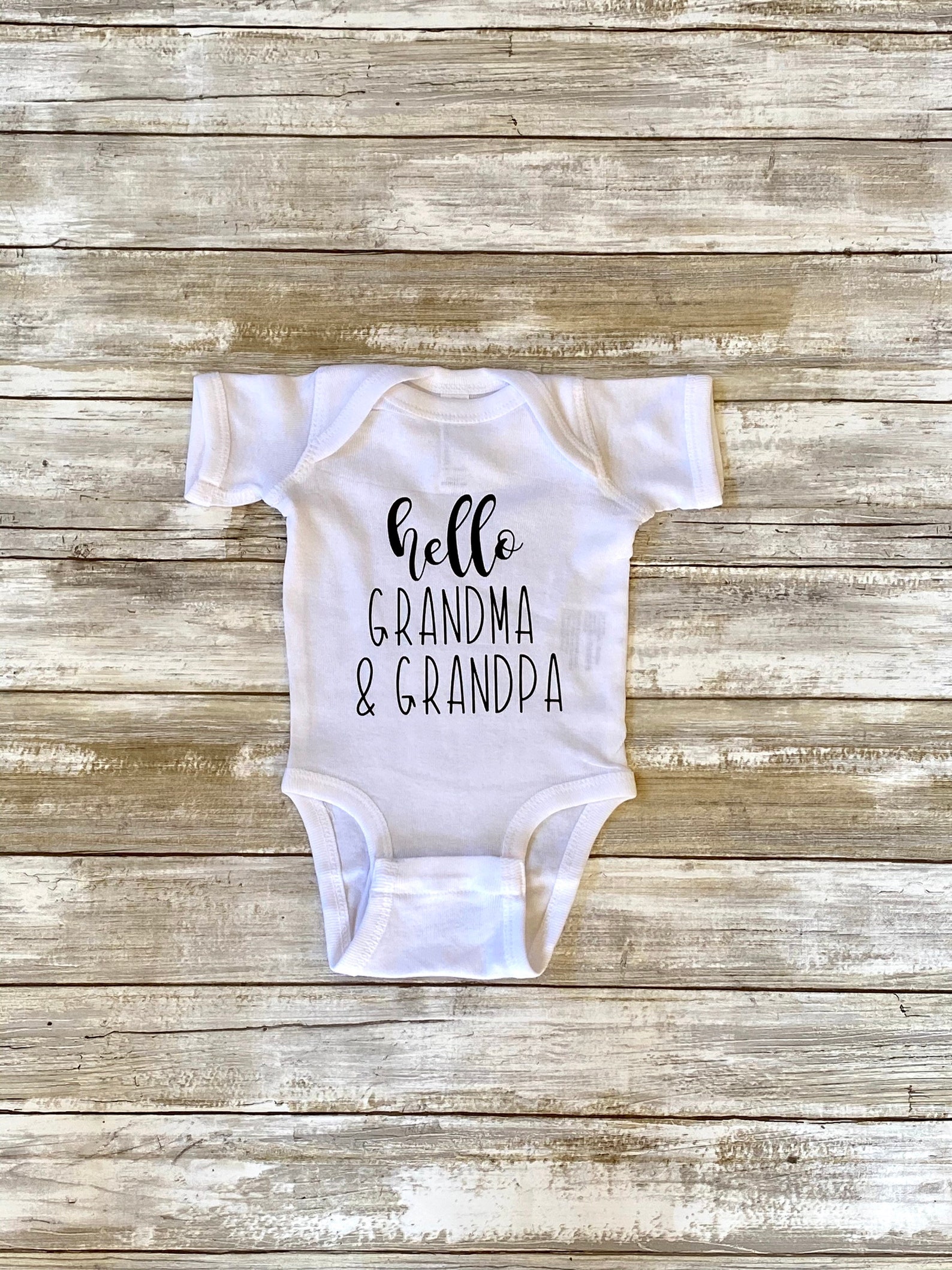 Hello Grandma & Grandpa, Baby Onesie, Grandparent Gift, Pregnancy ...