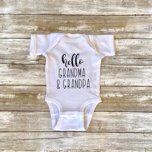 Hello Grandma & Grandpa, Baby Onesie, Grandparent Gift, Pregnancy ...
