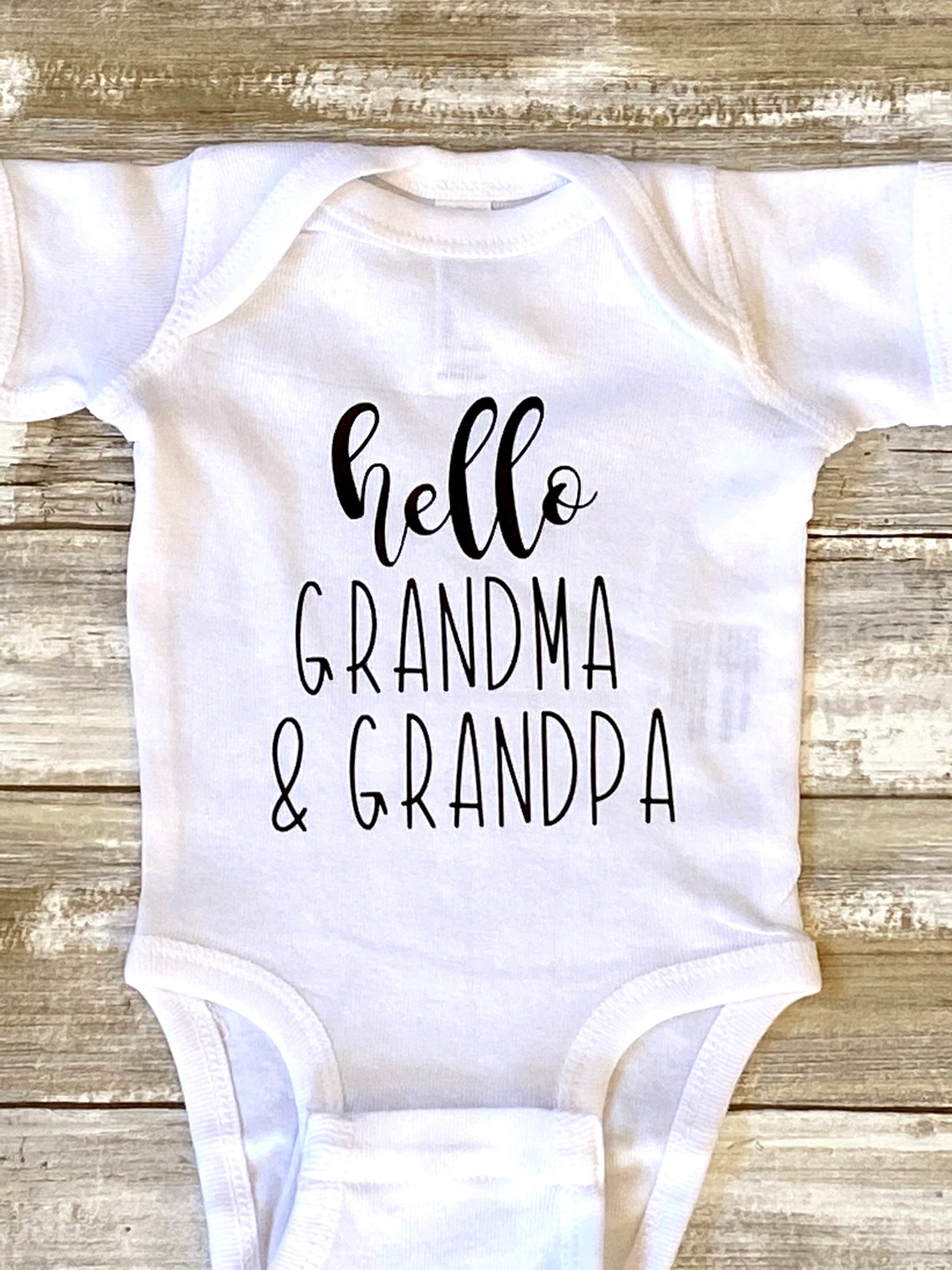 Hello Grandma & Grandpa, Baby Onesie, Grandparent Gift, Pregnancy ...