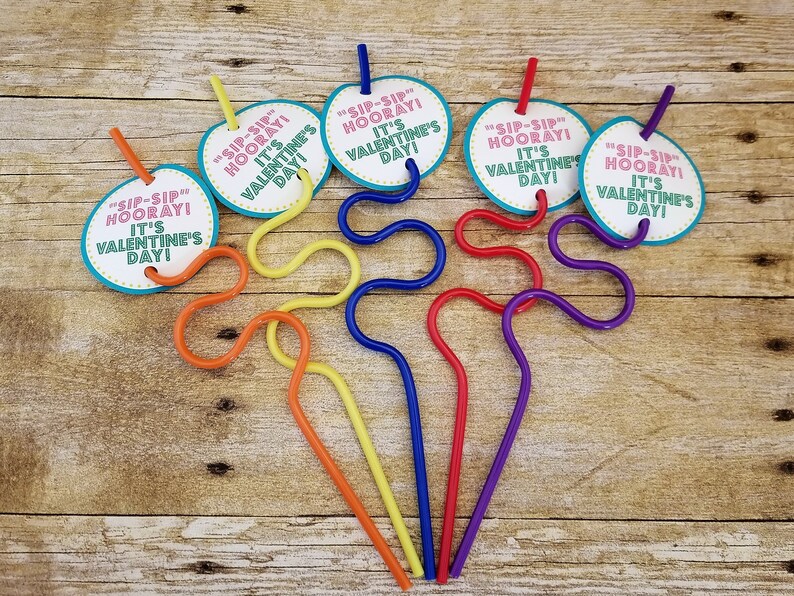 Silly Straw Valentines for Kids Classroom Valentines - Etsy