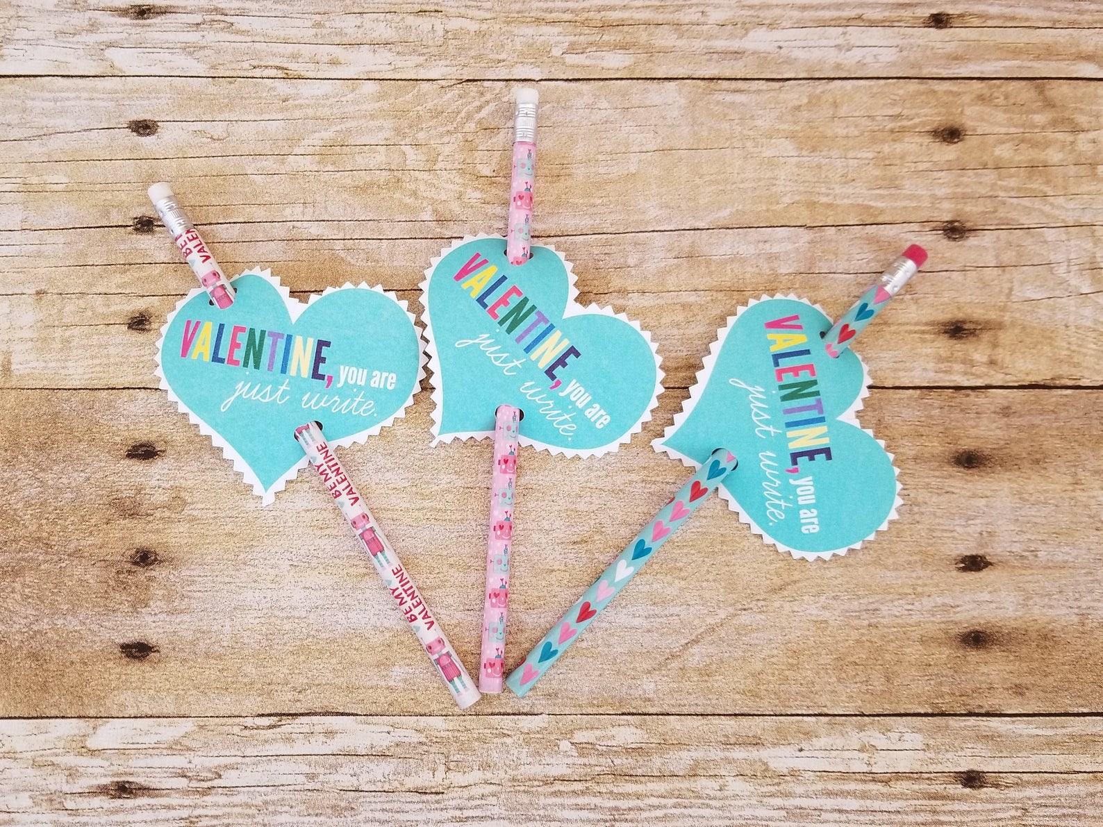 Valentine Pencil Cards Classroom Valentines Preschool | Etsy