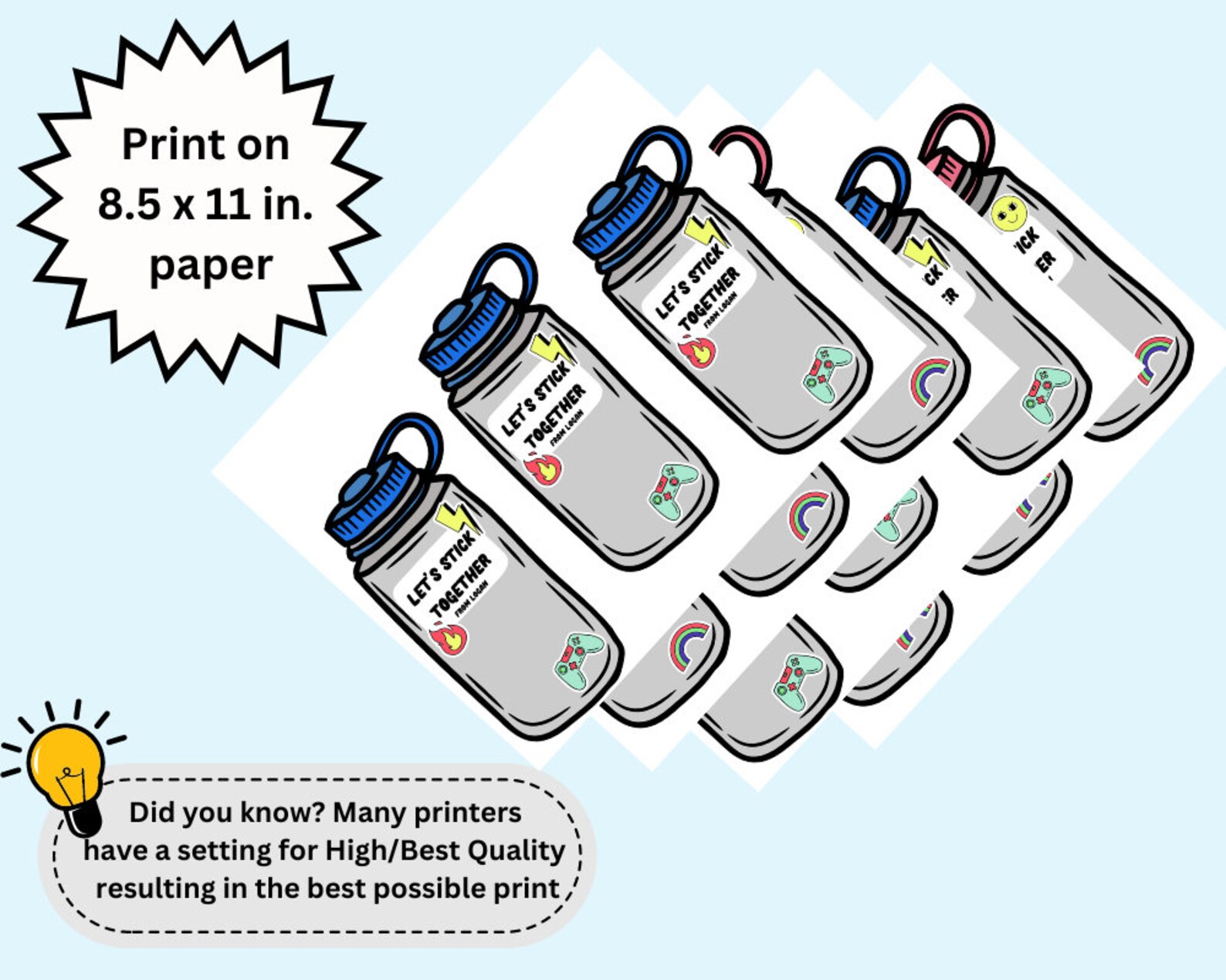 PRINTABLE Vinyl Sticker Water Bottle Valentine Big Kid - Etsy