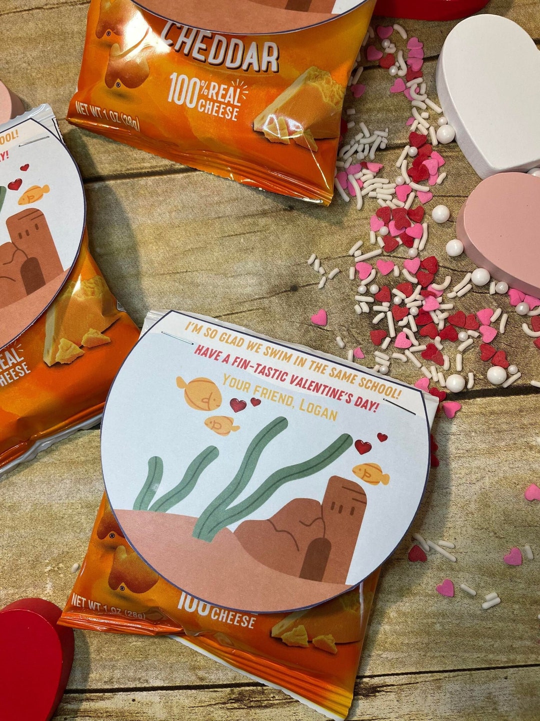 PRINTABLE Goldfish Valentine Tag Printable Tag Classroom - Etsy