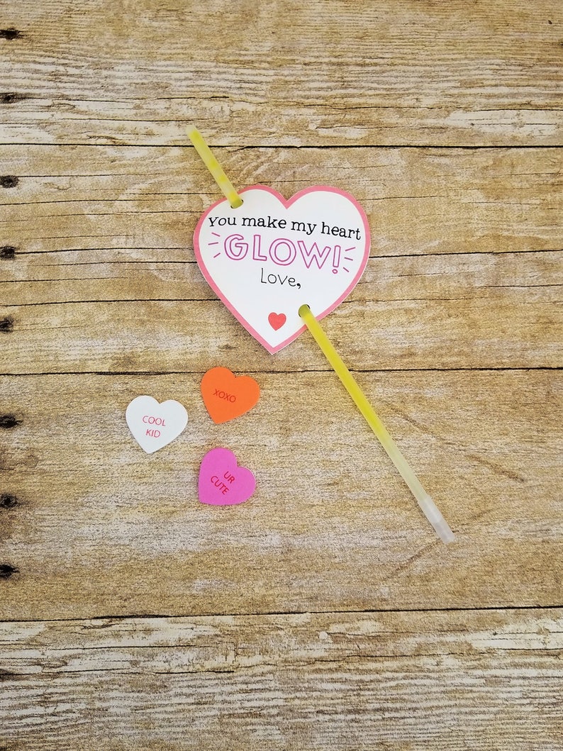 Glow Stick Valentine School Valentines for Kids Classroom | Etsy