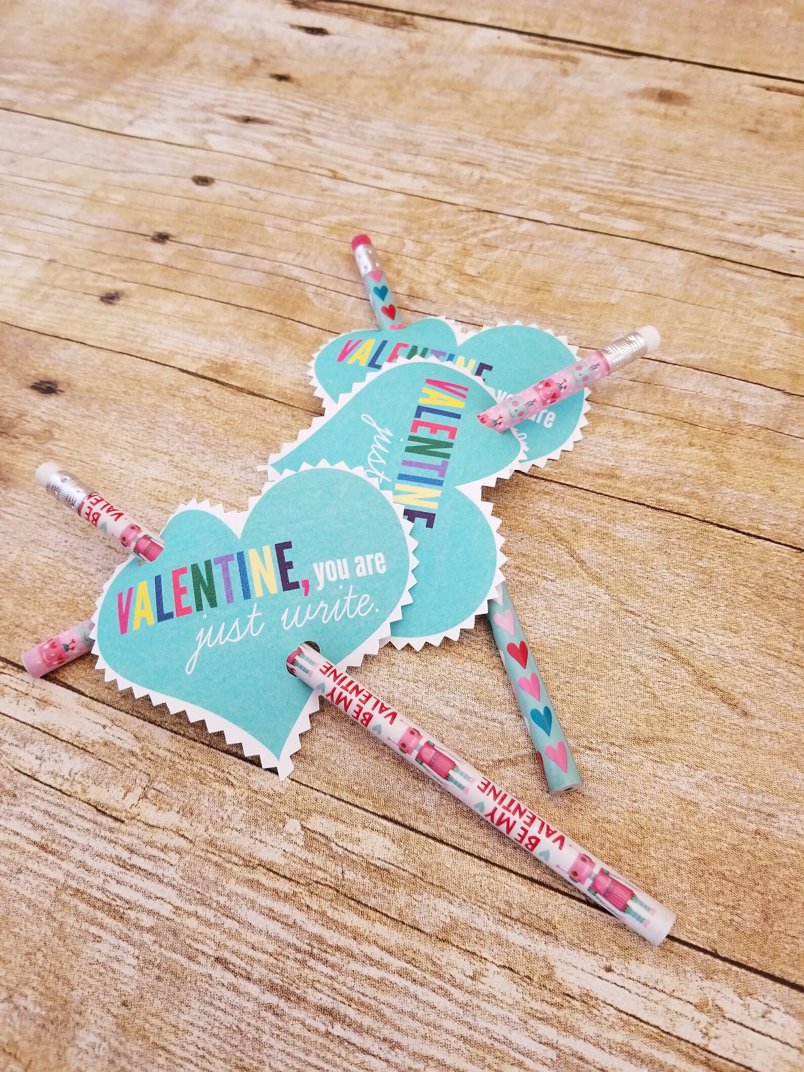 Valentine Pencil Cards Classroom Valentines Preschool | Etsy