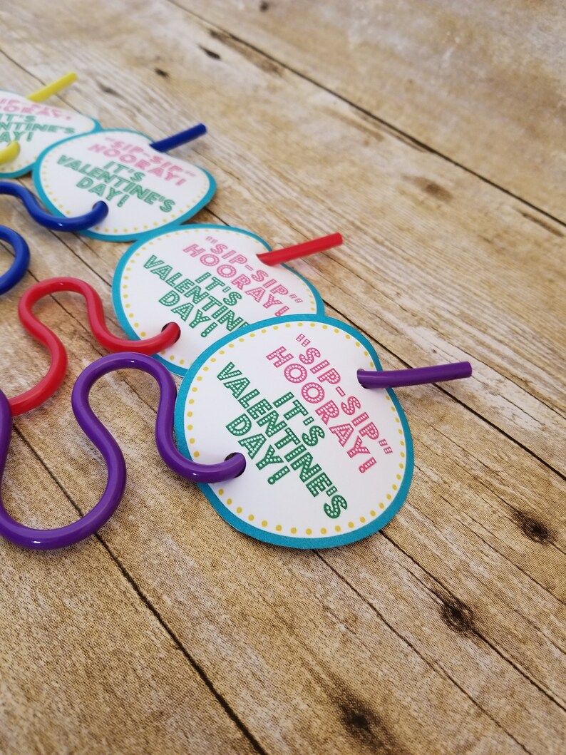 Silly Straw Valentines for Kids Classroom Valentines - Etsy
