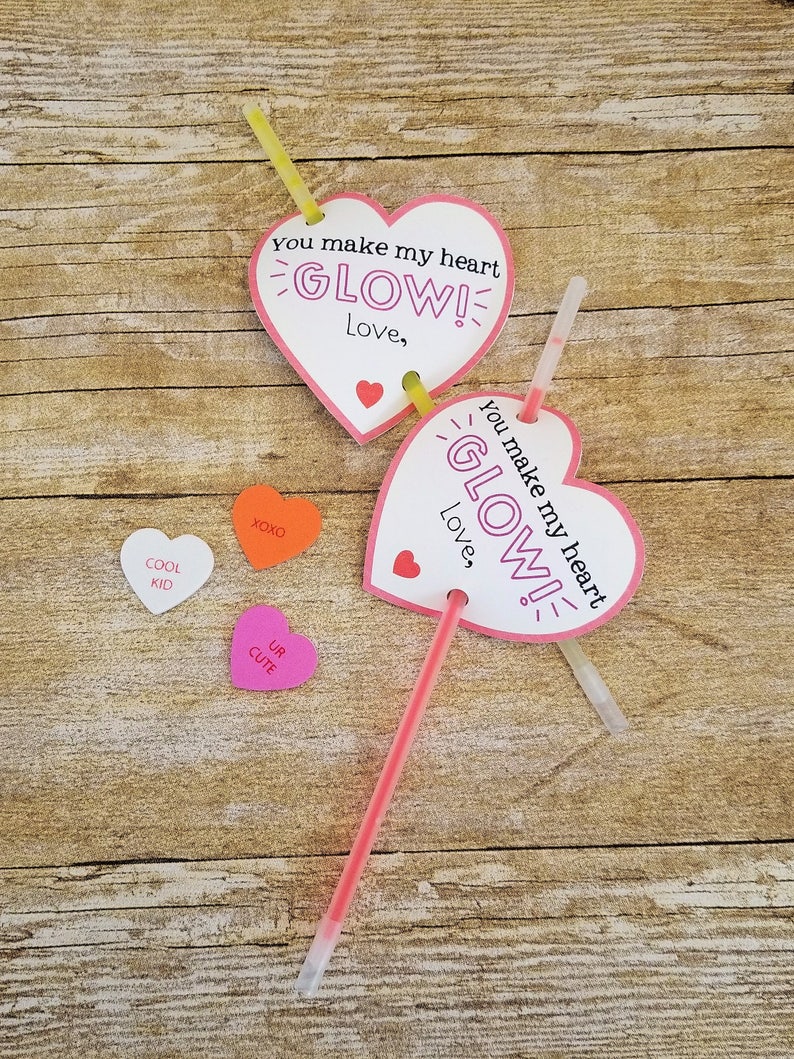 Glow Stick Valentine School Valentines for Kids Classroom | Etsy