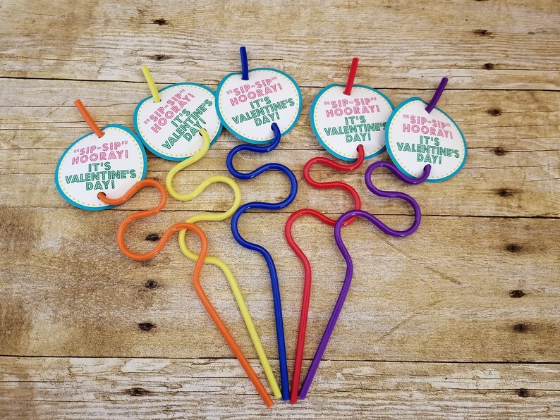 Silly Straw Valentines for Kids Classroom Valentines - Etsy