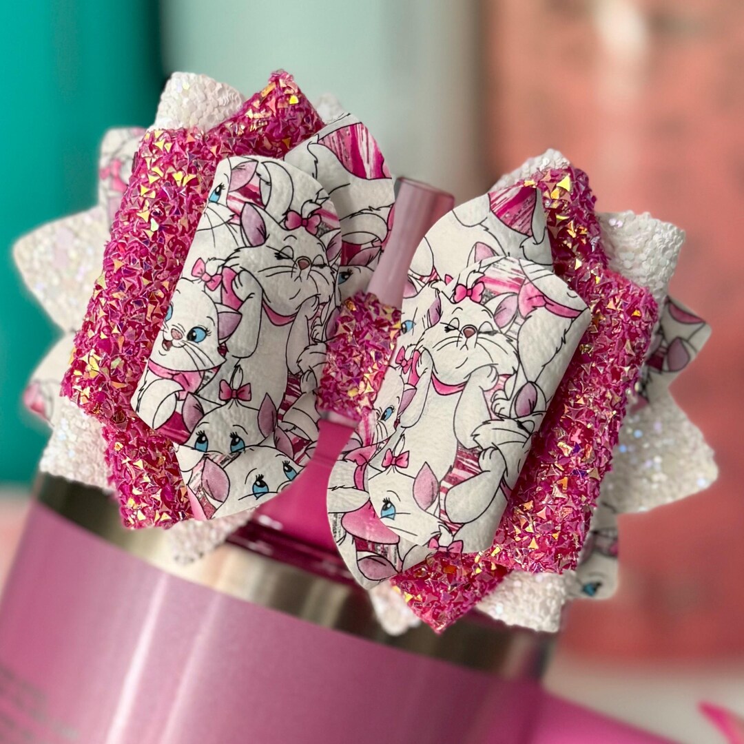Marie Tumbler Bow & Boot Set | Stanley | Glitter Bows | Cute Cat Bow ...