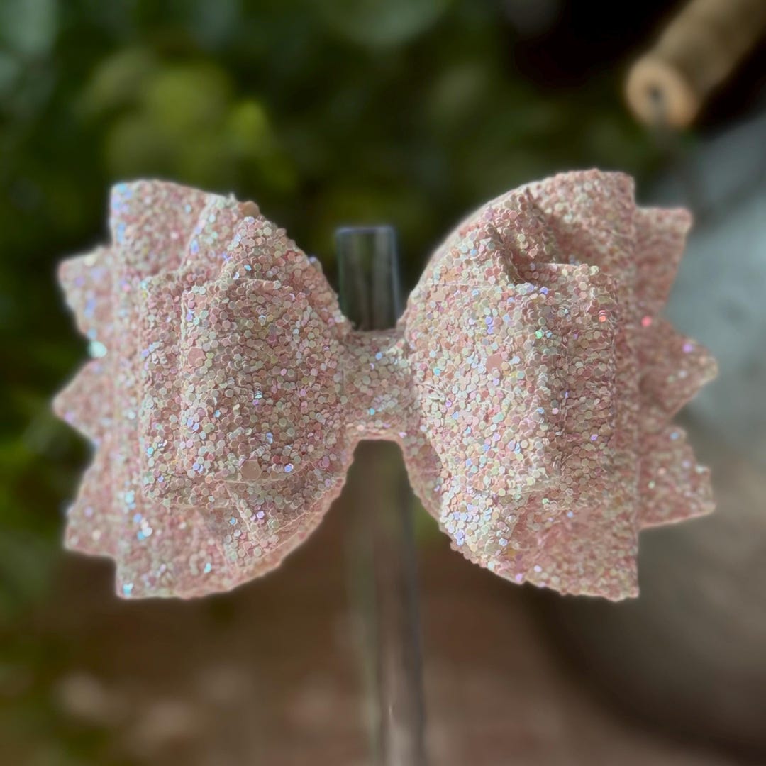 Light Pink Tumbler Bow Stanley Pink Bows Glitter Bows Girly Bow - Etsy
