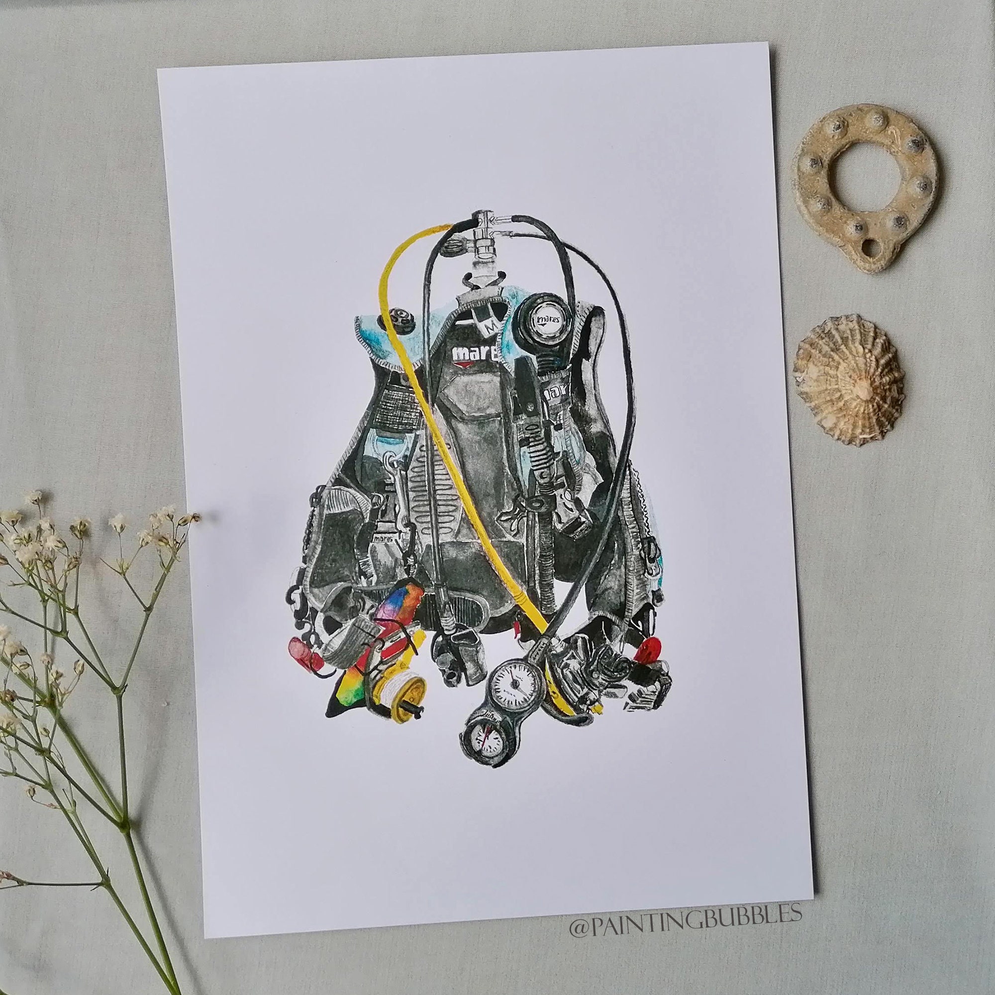 Scuba Gear Drawing