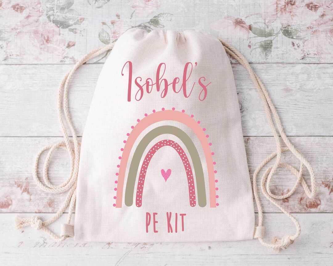 Girls Personalised PE Kit Bag, Girls Back to School Bag, Girls Pink ...