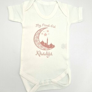 My First Eid Personalised Baby Vest, Sleepsuit or Kids T-shirt, Pink ...