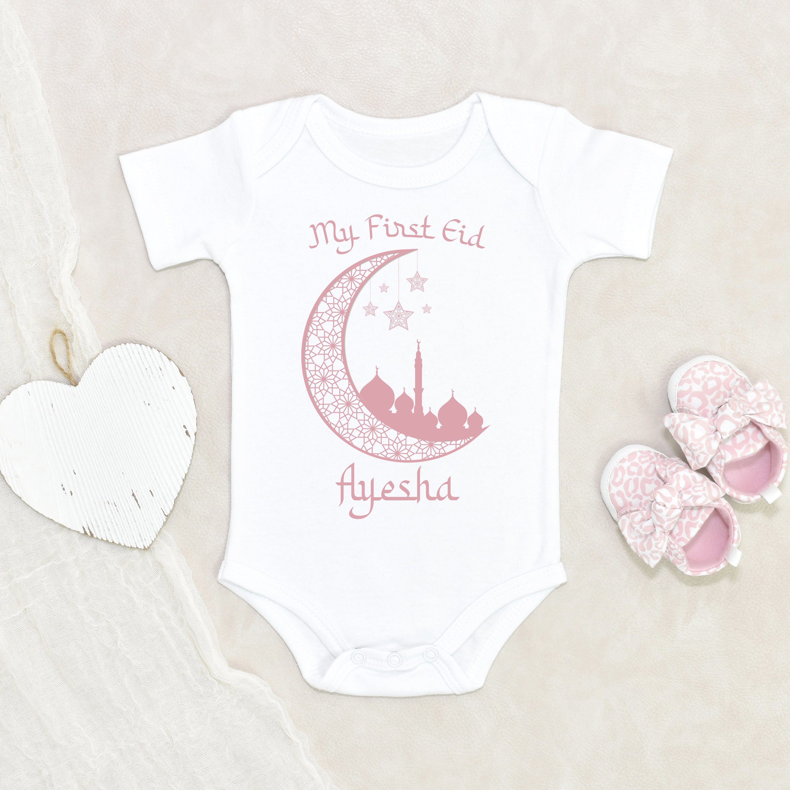 Boys First Eid Personalised Baby Vest, Sleepsuit or Kids T-shirt, Blue ...