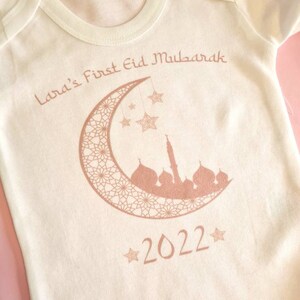 My First Eid Personalised Baby Vest, Sleepsuit or Kids T-shirt, Pink ...