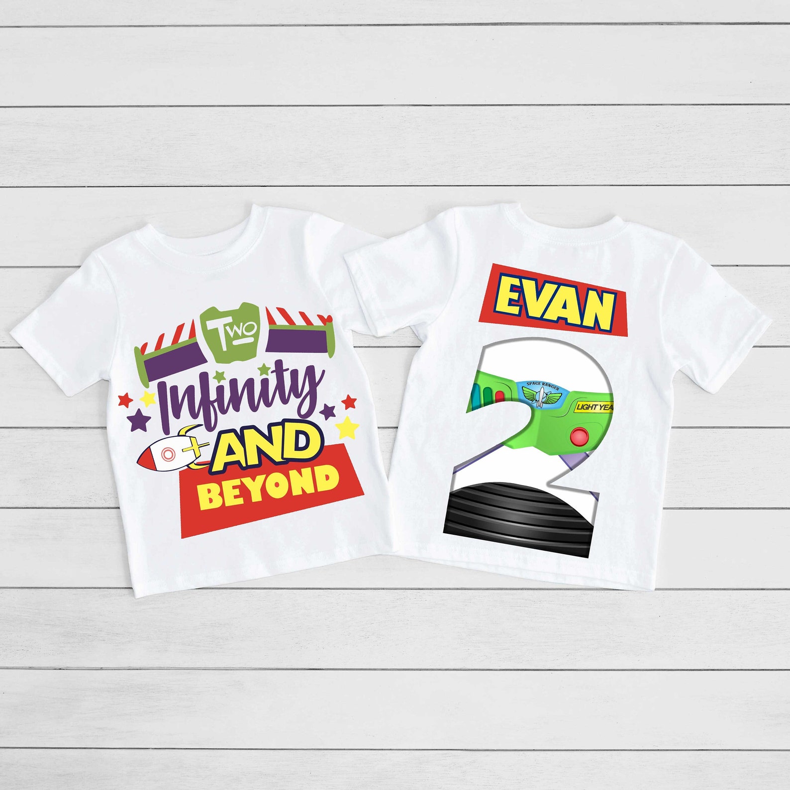 Two Infinity and Beyond Front and Back Print Birthday T-shirt, Space ...