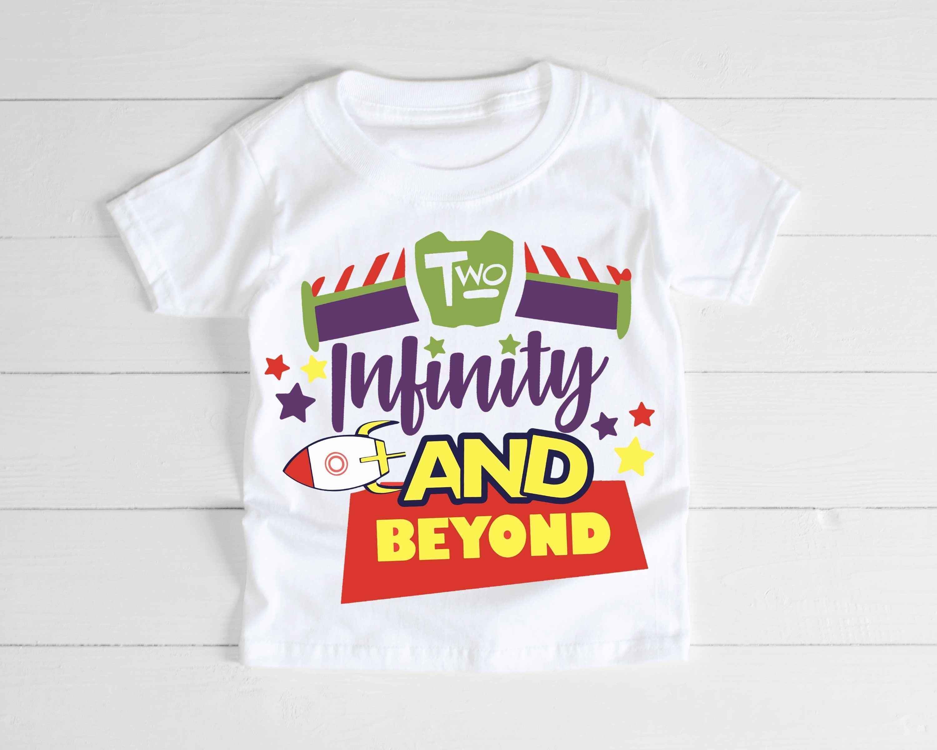 Two Infinity and Beyond Front and Back Print Birthday T-shirt, Space ...
