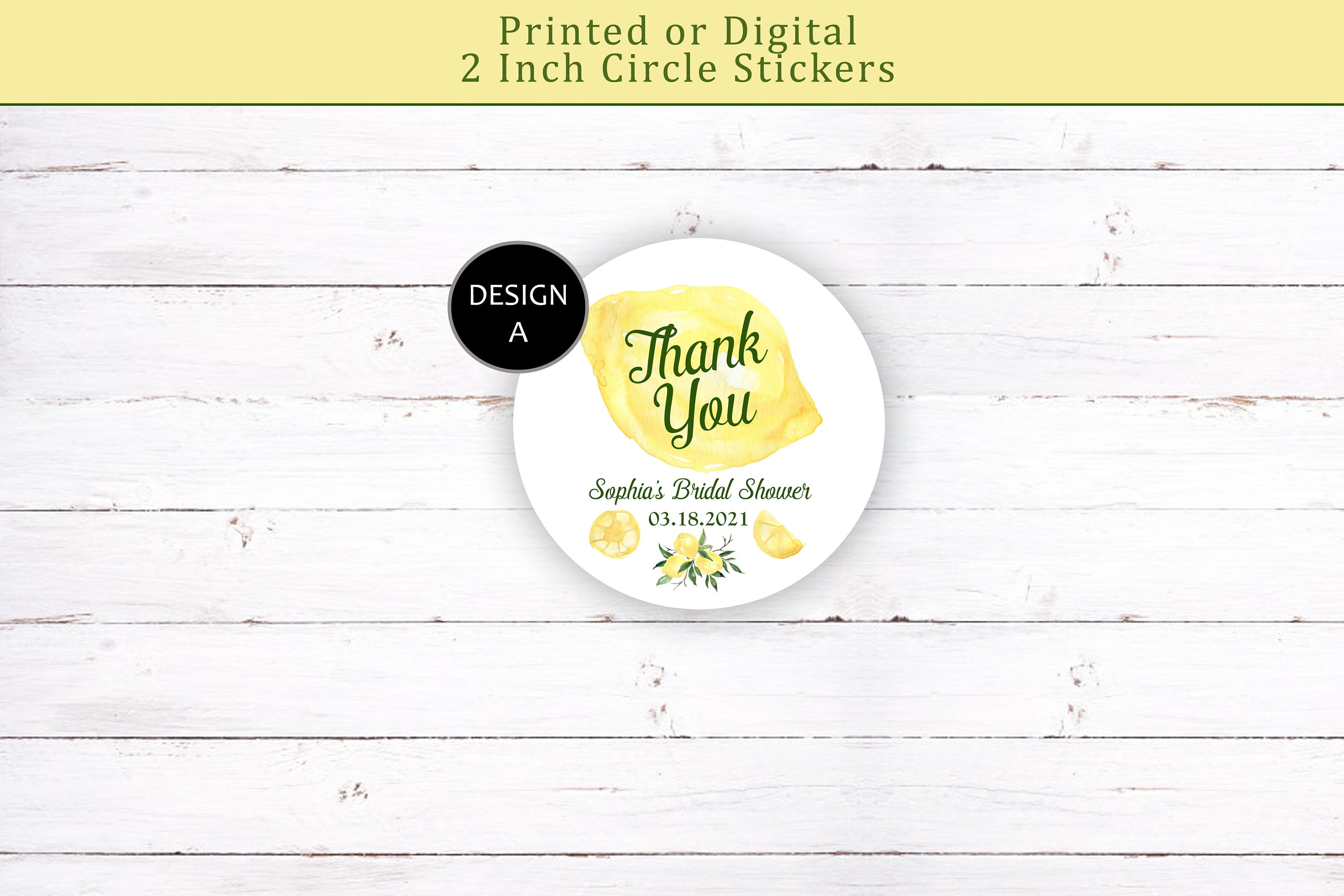 Lemon Thank You Stickers, Lemon Stickers, Lemon Bridal Shower Stickers ...
