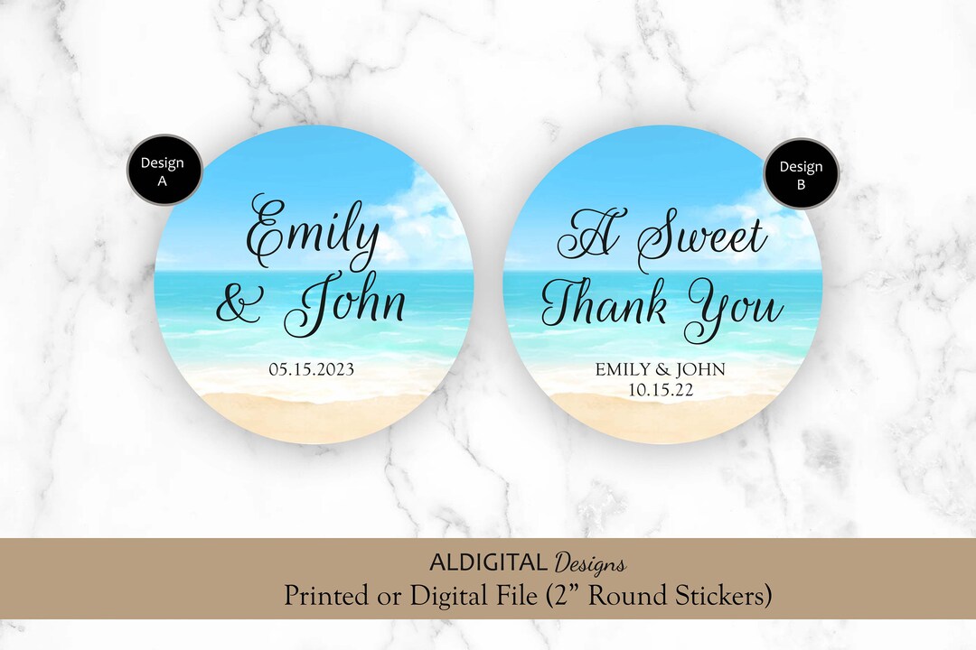 Beach Wedding Sticker, Beach Destination Wedding Stickers, Wedding ...