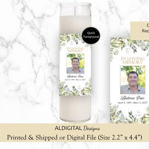 Funeral Remembrance Candle Labels, Funeral Prayer Candle Sticker Labels ...