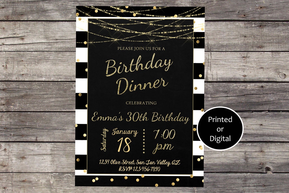 Birthday Dinner Invitation Birthday Dinner Party Red Roses | Etsy