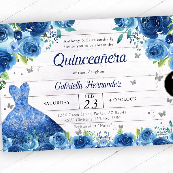 Quinceanera Invitation Butterfly Blue - Etsy