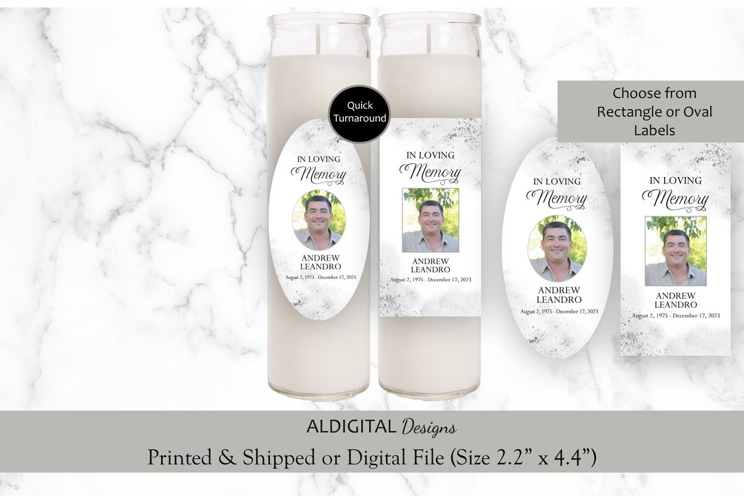 Funeral Remembrance Candle Labels, Funeral Prayer Candle Sticker Labels ...