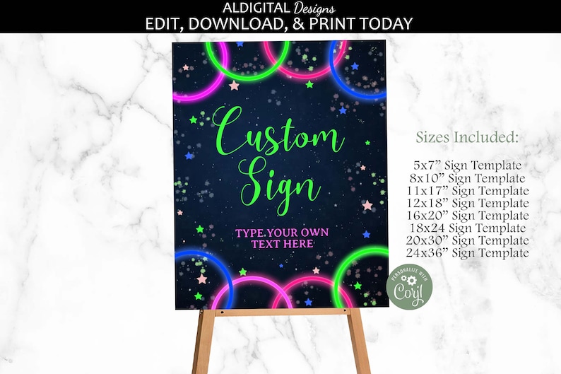 Glow Party Sign Glow Table Sign Let's Glow Crazy Table - Etsy