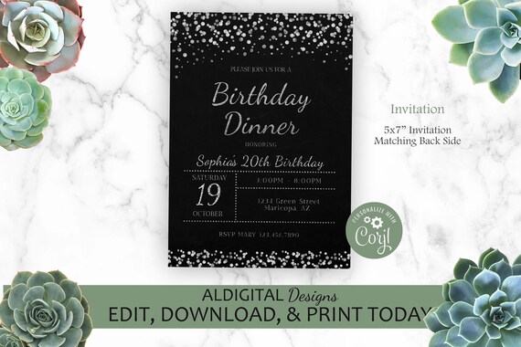 Birthday Dinner Invitation Birthday Dinner Party Surprise - Etsy