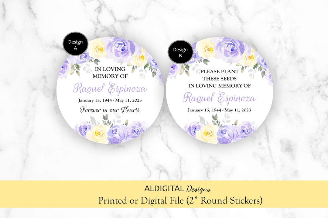 Funeral Memorial Stickers, Funeral Memorial Favor Stickers, Seed ...