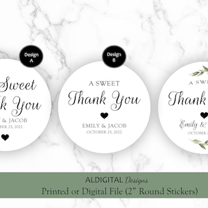 Sweet Thank You Stickers, A Sweet Thank You Stickers, Wedding Favor ...