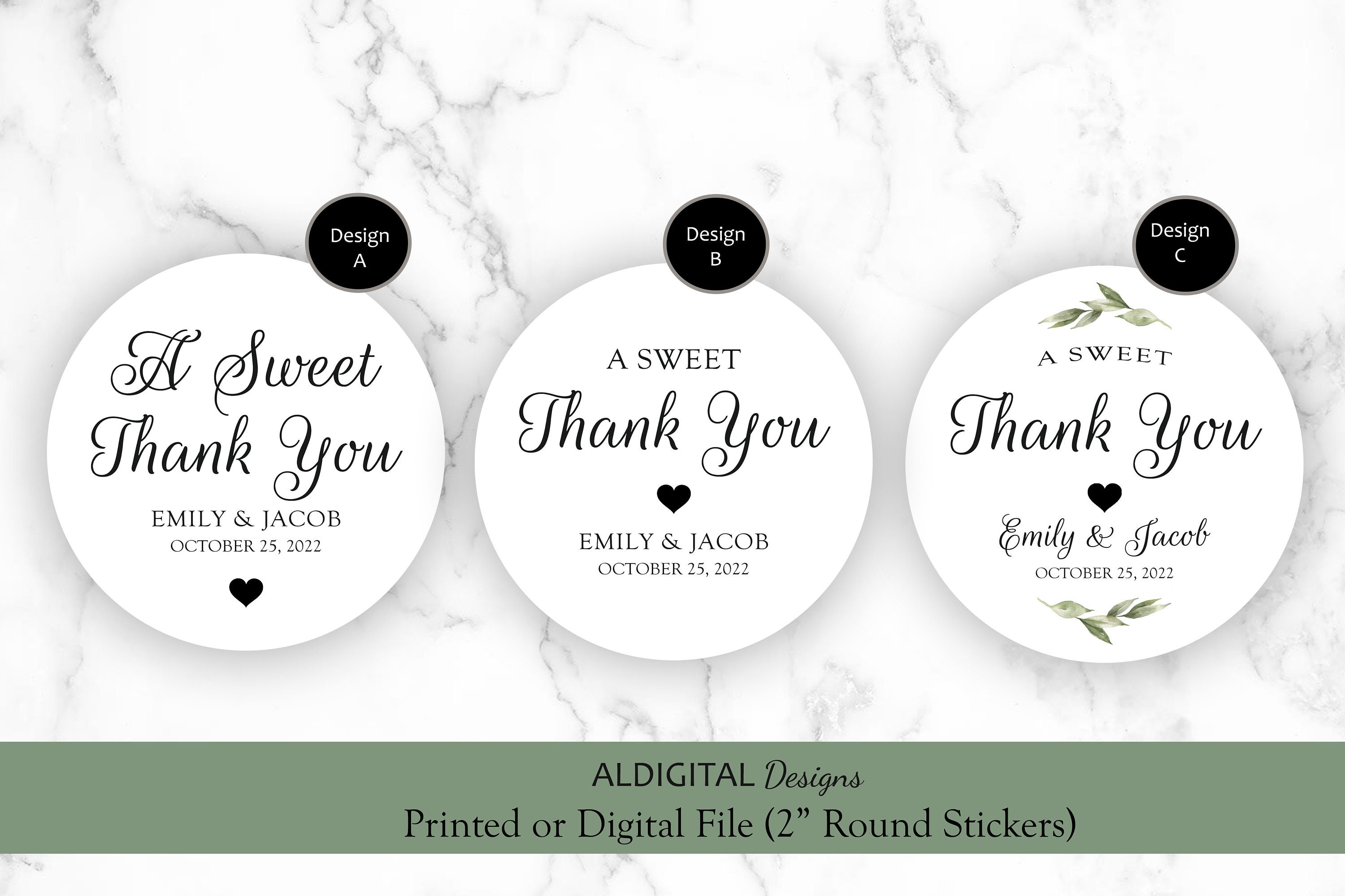 Sweet Thank You Stickers A Sweet Thank You Stickers Wedding - Etsy