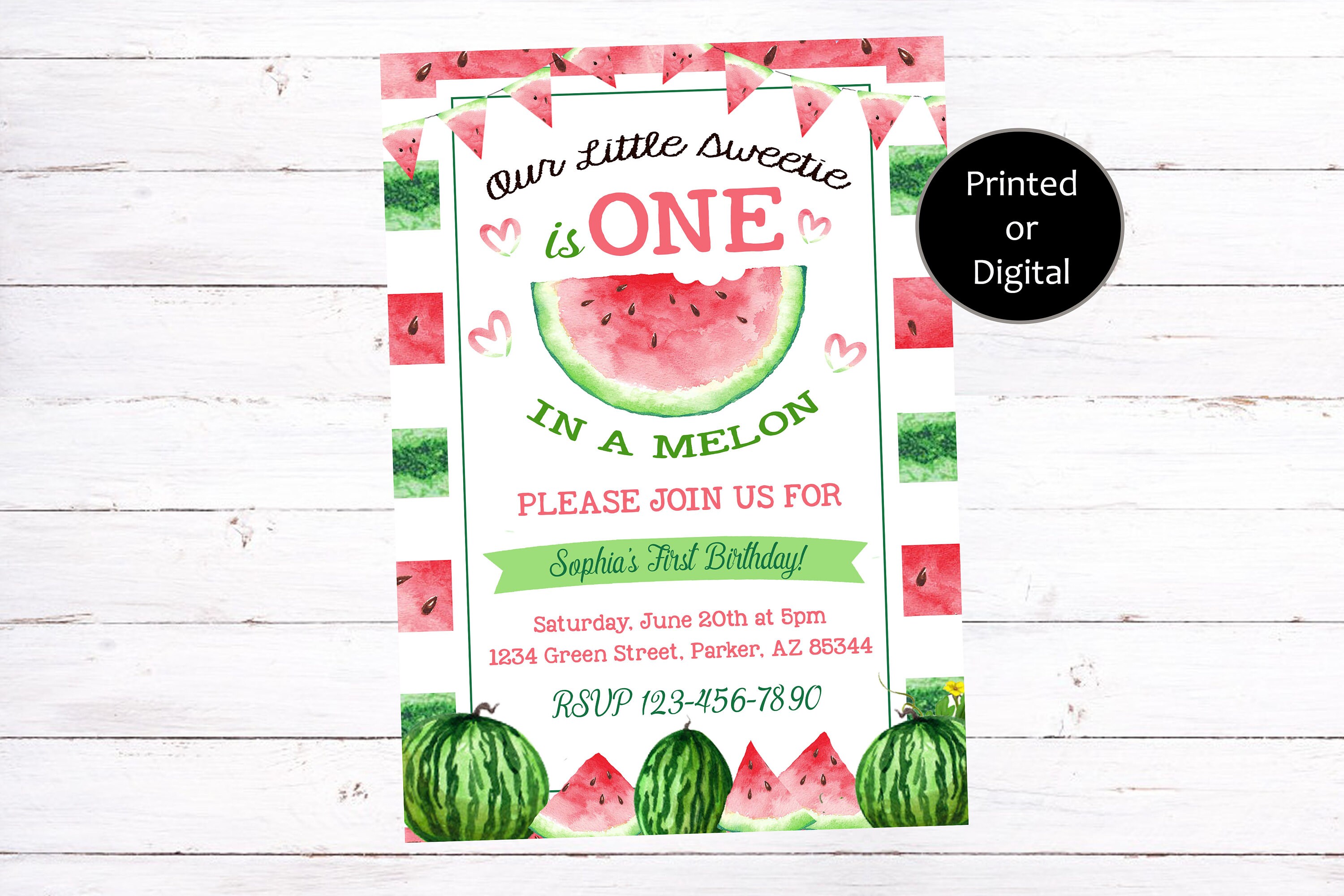 Watermelon Invitation Watermelon Birthday Invitation - Etsy