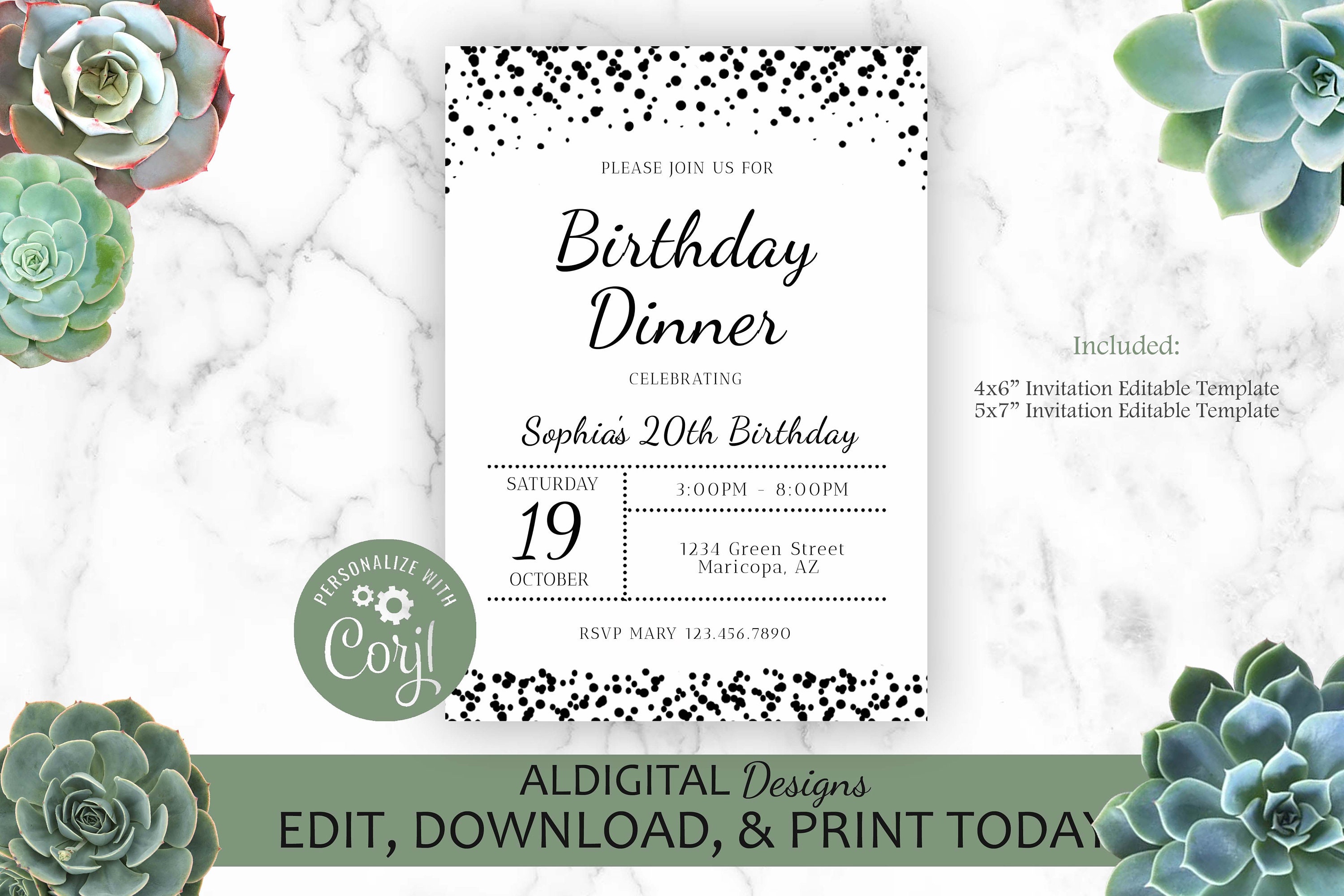 Simple Birthday Dinner Invitation Simple Birthday Invitation - Etsy